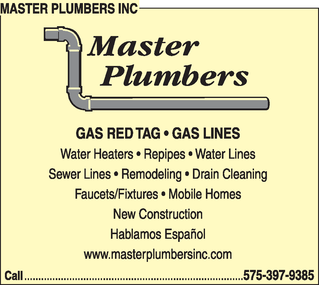 Master Plumbers Inc - Hobbs, NM | Names and Numbers