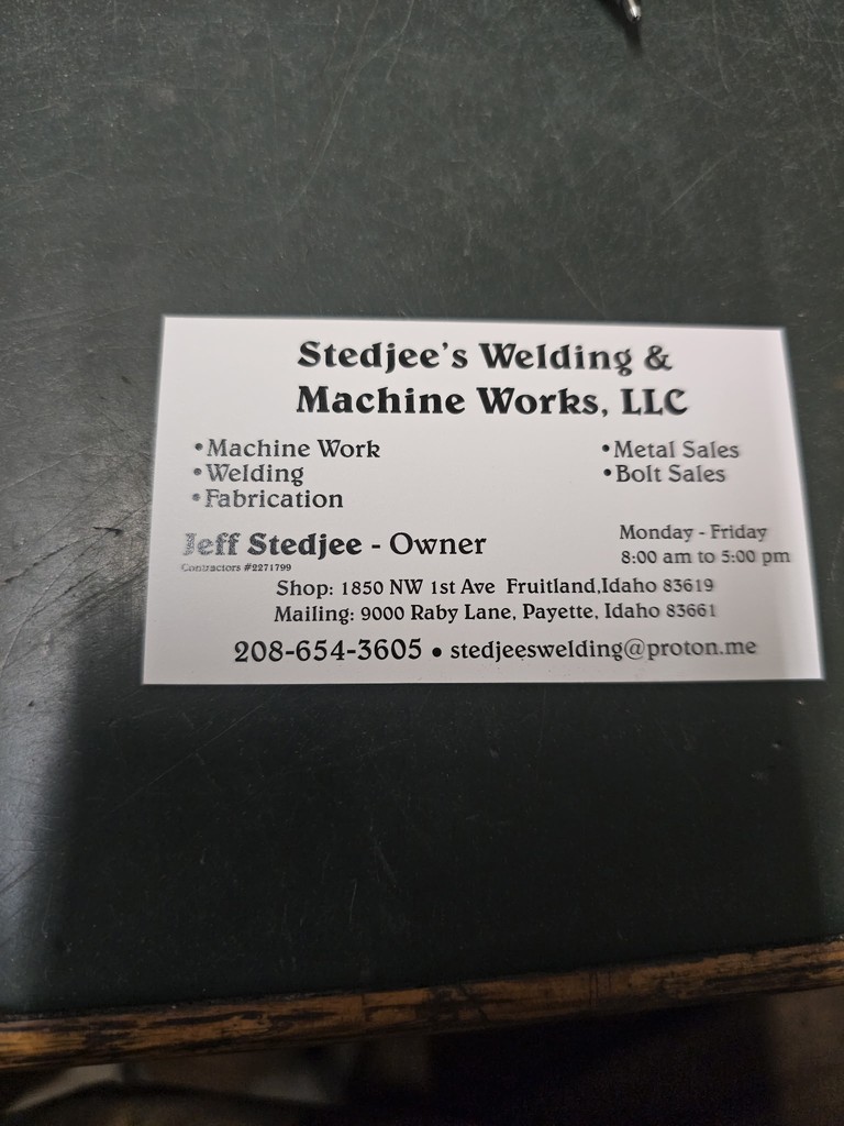 Stedjee's Welding & Machine Works LLC - Fruitland, ID | Names and Numbers